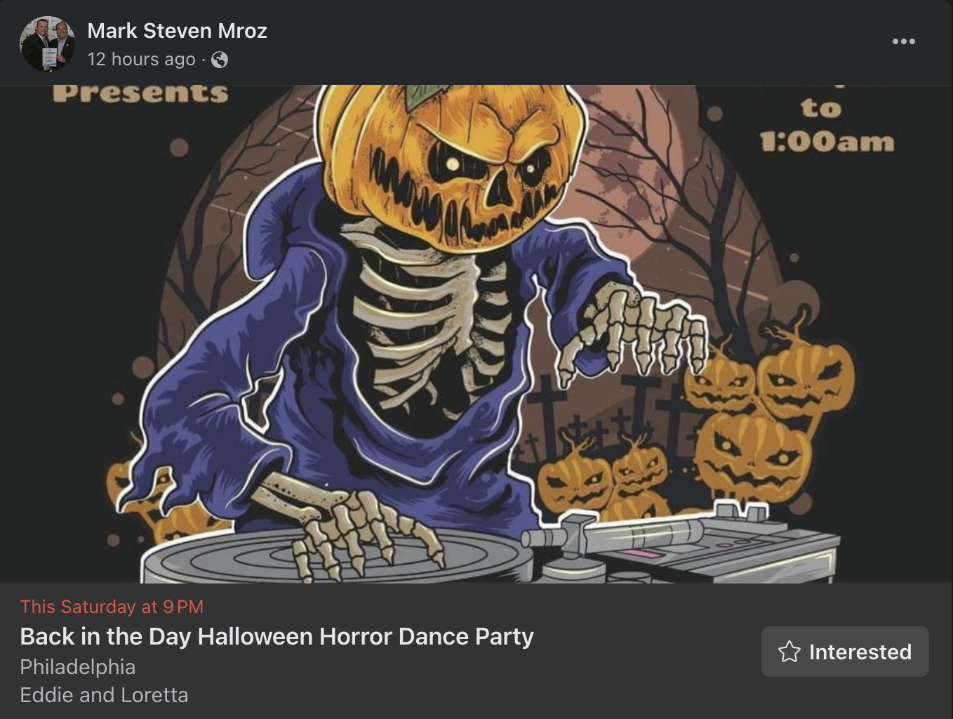 DJ Mark Steven Mroz Back in the Day Halloween Dance Party - 7C Lounge